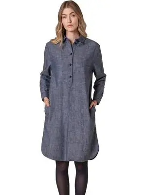 CELTIC & CO. Chambray Knee-length Shirt Dress - Indigo