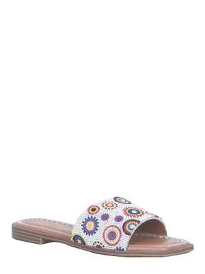 LAUREN LORRAINE Beady Flat Sandals - White
