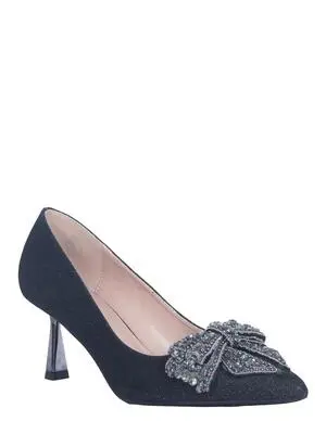 LAUREN LORRAINE Sherry Sparkle Pump With Bow - Black