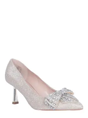 LAUREN LORRAINE Sherry Sparkle Pump With Bow - Nude
