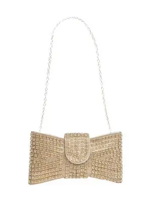 LAUREN LORRAINE Rhinestone Bow Bag - Gold