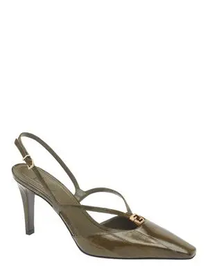 Fendi Ffold Genuine Eel Slingback Pumps - Olive