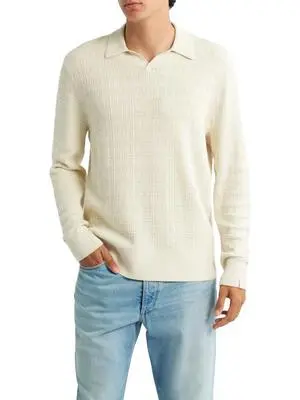 Rag & Bone Harvey Johnny Collar Relaxed Polo - Ivory