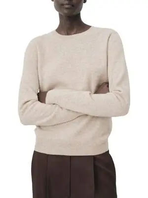 Mango Selection Crewneck Cashmere Sweater Light Beige/pastel Grey