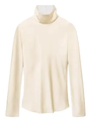 Mango Selection Turtleneck Satin Top - Ecru
