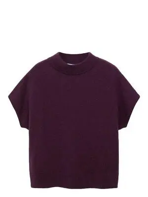Mango Wool And Cashmere Mock Neck Sweater Wine