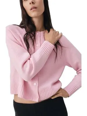 Mango Wool And Cashmere Cardigan Pink