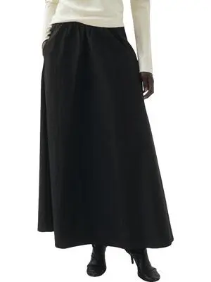 MANGO Flared Cotton-Blend Midi Skirt