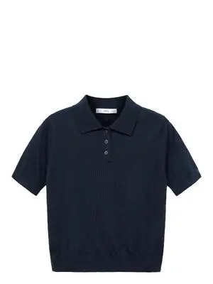 Mango Selection Wool Polo Sweater Navy
