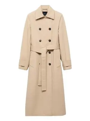 Mango Classic Cotton Trench Coat Beige