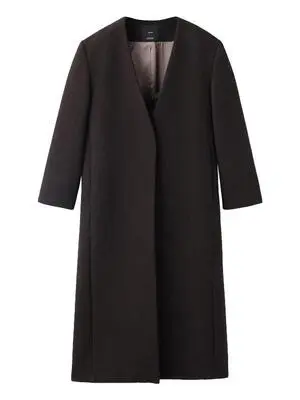 MANGO Collarless Wool-Blend Longline Coat