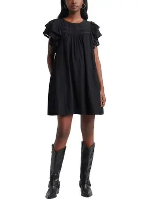 Treasure & Bond Double Ruffle Shift Dress - Black