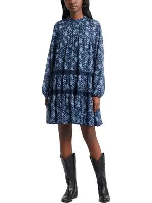 TREASURE & BOND Floral Print Ruffle Long Sleeve Dress