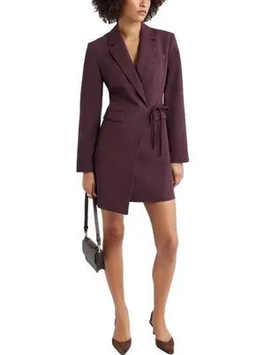 OPEN EDIT The Icon Suiting Wrap Blazer Dress - Burgundy Fudge