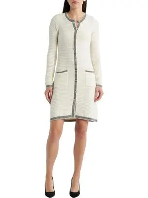 ZOE AND CLAIRE Long Sleeve Midi Sweater Dress - Ivory
