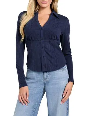 Guess Annida Corset Button-up Shirt - Medium Blue