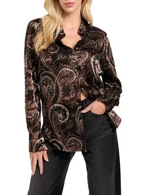 Guess Clarisse Paisley Satin Button-up Shirt - Beige Multi
