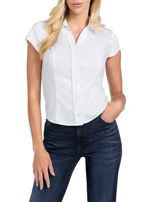 GUESS Katie Ruffle Trim Button-Up Shirt