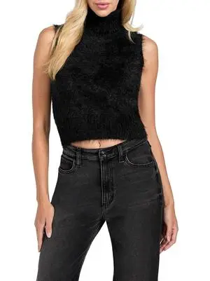 Guess Sleeveless Fuzzy Turtleneck Sweater - Jblack-black
