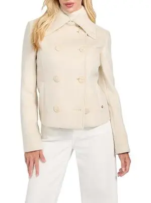 Guess Button-down Collar Peacoat - Light Beige