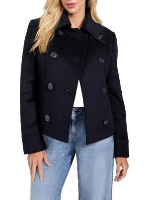Guess Button-down Collar Peacoat - Medium Blue