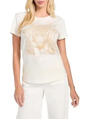 Guess Embellished Tiger Graphic T-shirt - White