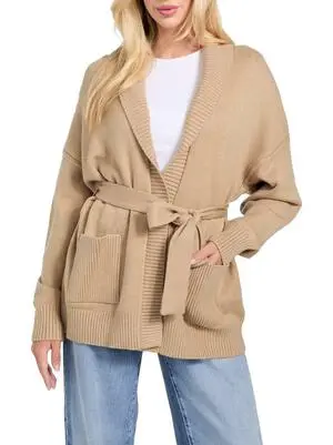 GUESS Belted Shawl Collar Cardigan