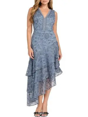 Guess Floral Embroidered Tiered Asymmetric Dress - Fbcp-brigh