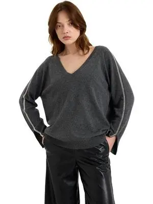 BRODIE CASHMERE Glitz Split Cuff Cashmere Sweater