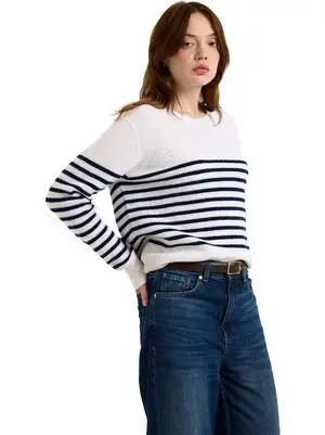 BRODIE CASHMERE Kate Crew Neck 100% Cashmere Sweater - Organic White