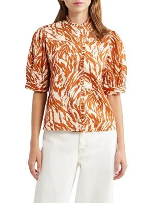 Love The Label Carolina Print Button-up Shirt - Terracotta Zebra