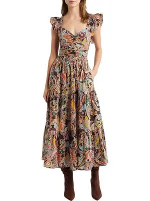 Love The Label Lindsey Print Ruffle Maxi Dress - Paisley Fanfare Liberty Print