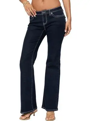 EDIKTED Louis Low Rise Flare Jeans - Dark-blue