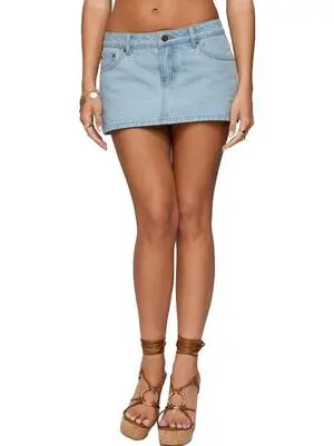 EDIKTED Camelia Denim Miniskirt - Light-blue