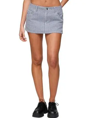 EDIKTED Liliane Stripe Mini Skort - Navy-and-white