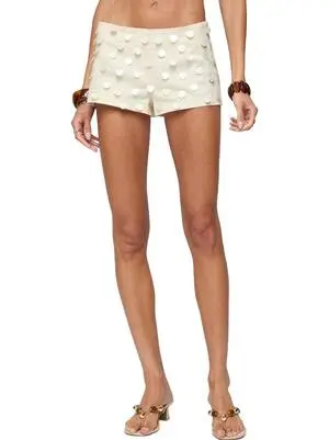 EDIKTED Arielle Iridescent Sequin Shorts - Cream