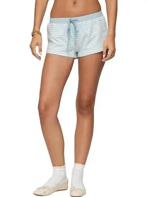 EDIKTED Striped Drawstring Shorts - Light-blue