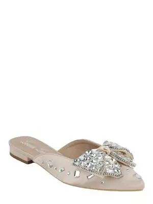 LAUREN LORRAINE Claire Rhinestone Embellished Mules - Nude