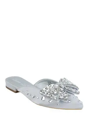 LAUREN LORRAINE Claire Rhinestone Embellished Mules - Silver