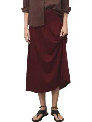 Mango Plank Pleat Midi Skirt - Burgundy