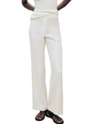 Mango Straight Leg Trousers - White