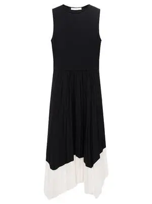Mango Sleeveless Pleated Asymmetric Dress - Black/white