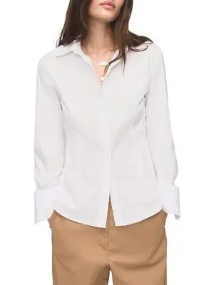 Mango Slim Fit Stretch Poplin Button-up Shirt - White