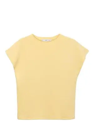 Mango Cap-Sleeve Fine Knit Sweater Pastel Yellow