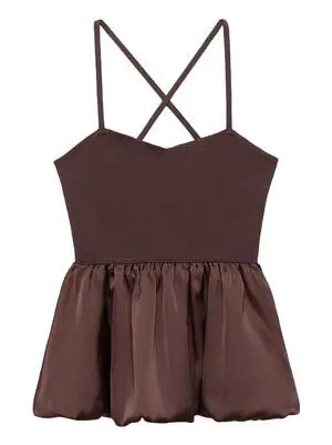 Mango Crossback Peplum Top - Brown
