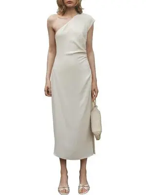 Mango One-shoulder Sheath Dress - Off White