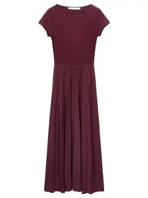 Mango Pleated A-line Dress - Burgundy