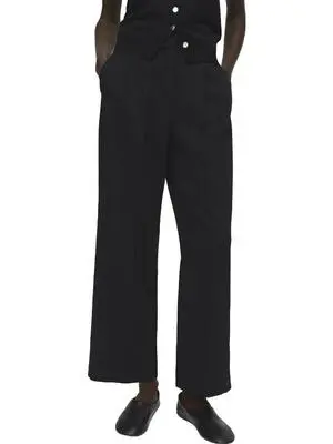 Mango Pleated Straight-leg Trousers - Black