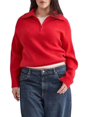 Mango Half Zip Sweater - Red