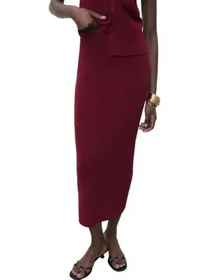 Mango Knit Midi Skirt - Wine